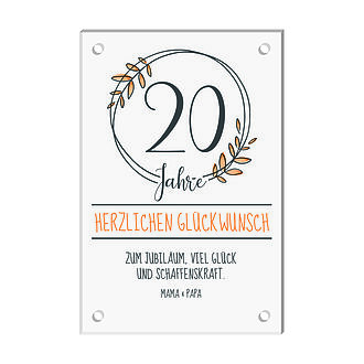 Geschenk zum Jubiläum - Schild mit Jahreszahl und Widmung Design Flower ...